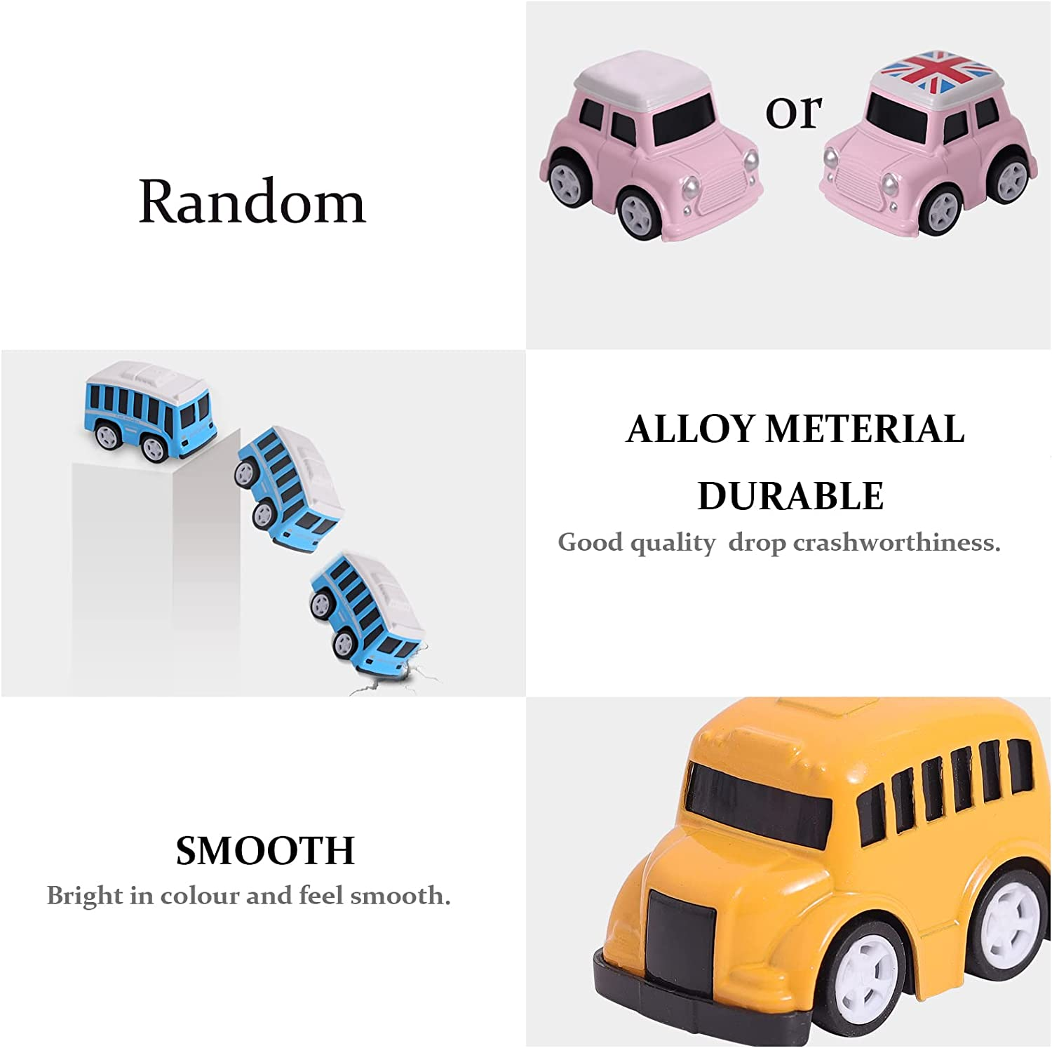 6 Pack Friction Powered Cars Vehicle Set, Mini Inertial Pull-Back Car ...