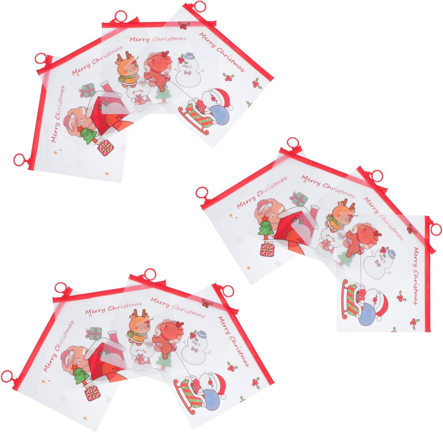 OPERITACX 12PCS CHRISTMAS Ring Bag Plastic Zip Folders Stationery ...