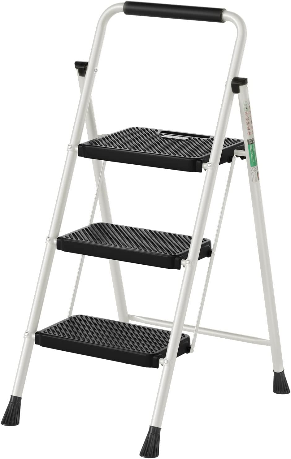 3 Step Ladder, RIKADE Folding Step Stool, Step Stool with Wide Anti ...
