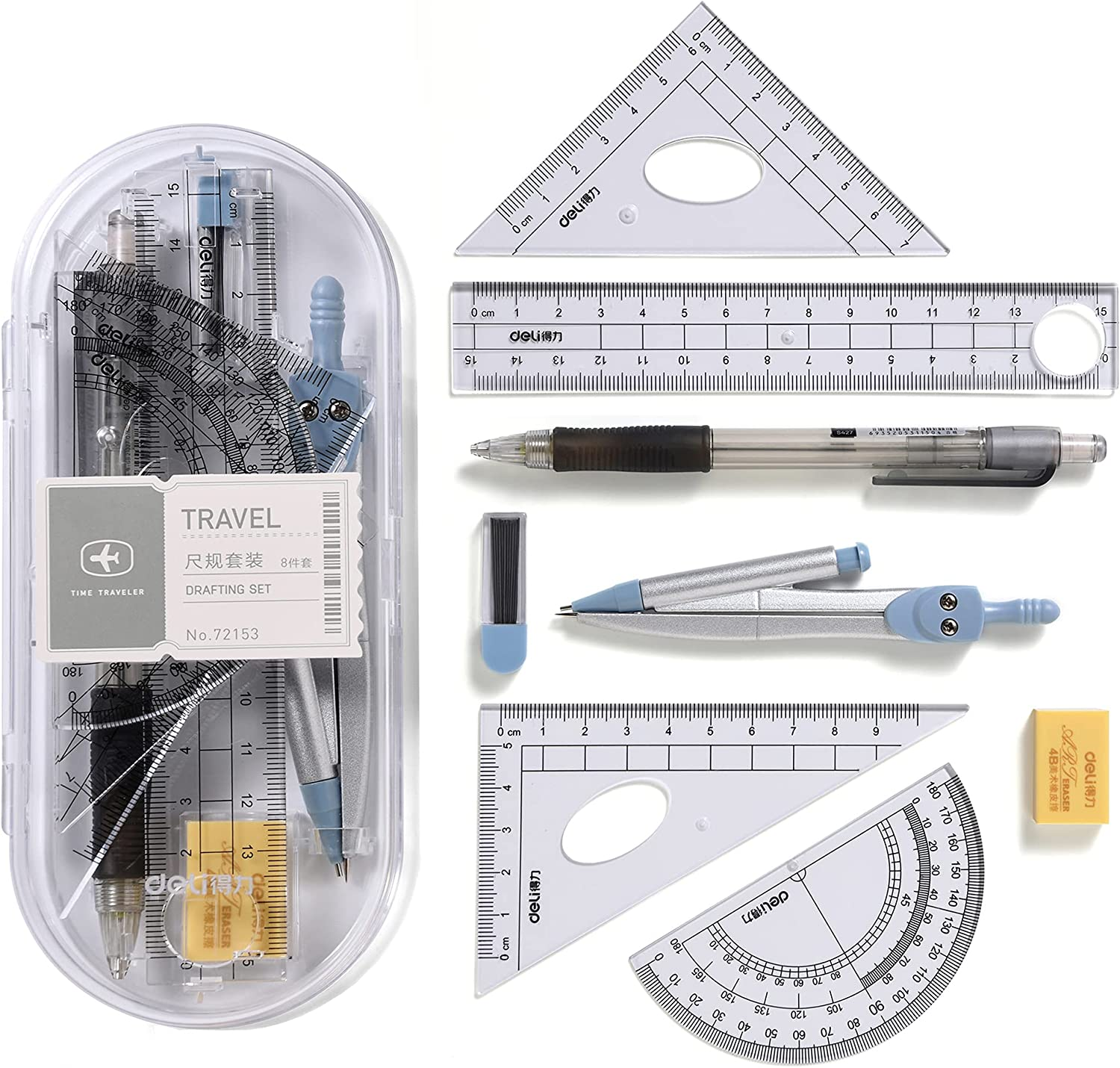 Math Geometry Kit Set,Student Supplies Drawing Compass Includes Rulers ...
