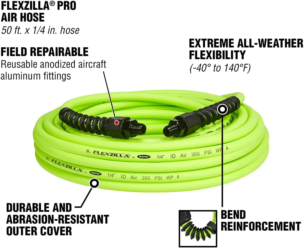 Flexzilla Pro Air Hose, 1/4 In. X 50 Ft., Heavy Duty, Lightweight ...