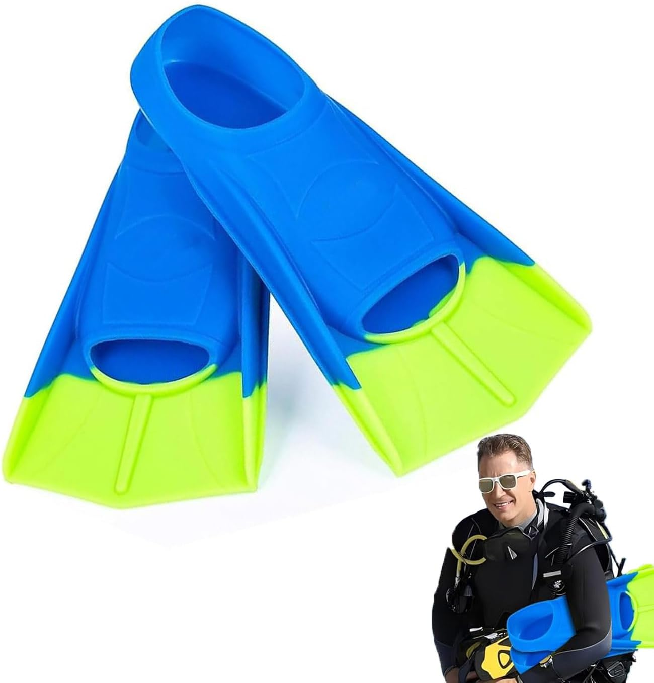 SWIMMING FLIPPERS - Short Blade Training Fins for Snorkeling, Diving ...