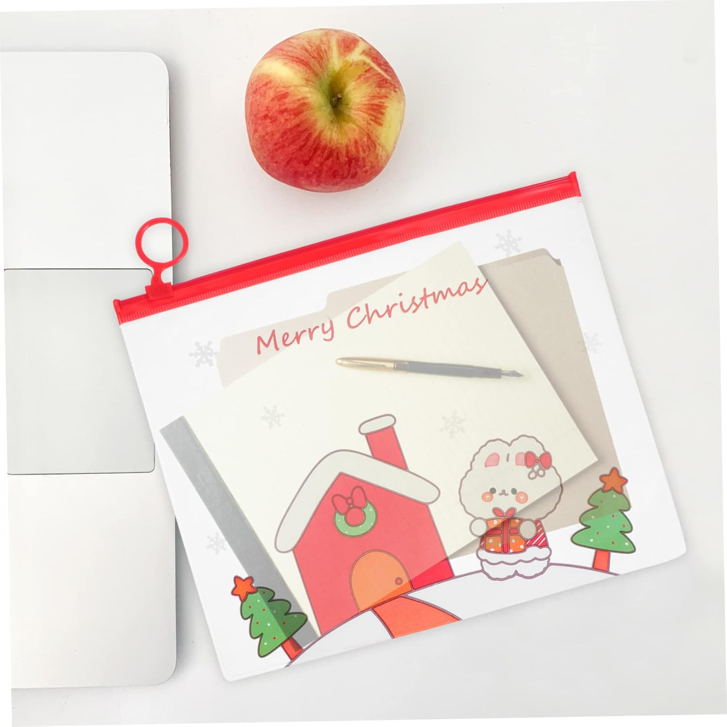 OPERITACX 12PCS CHRISTMAS Ring Bag Plastic Zip Folders Stationery ...