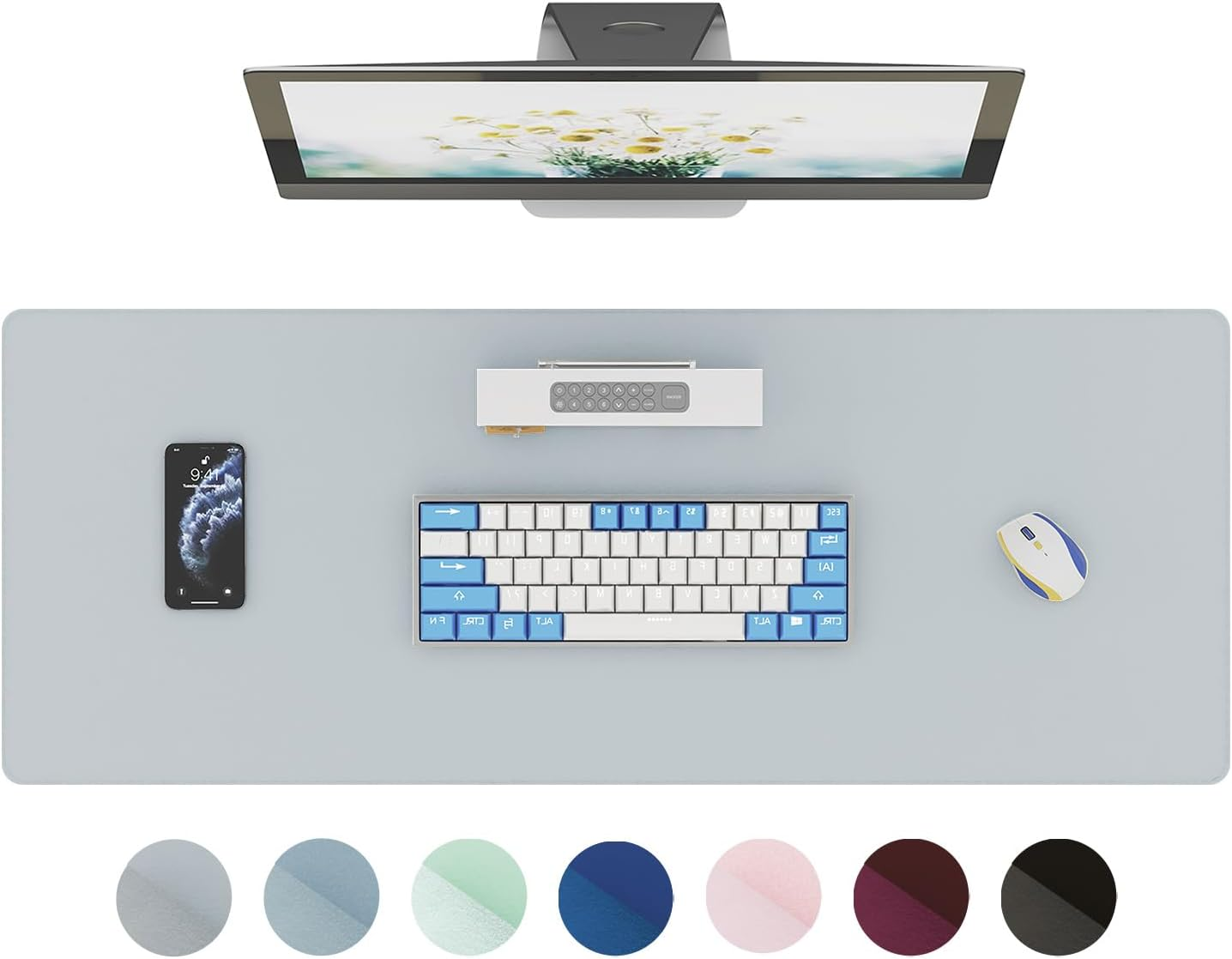 DAWNTREES 100x40cm Leather Desk Pad Protector,Mouse Pad,Office Desk Mat ...