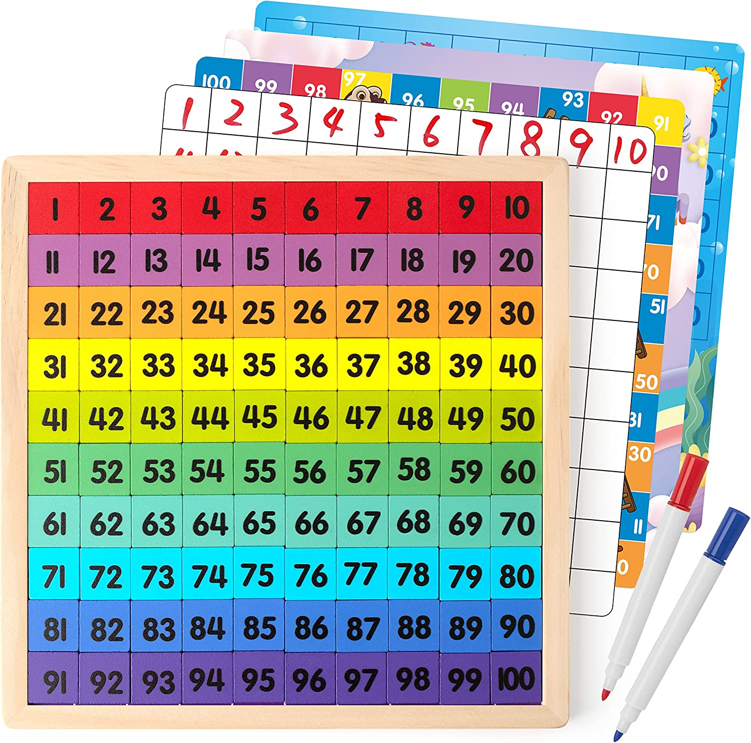 Coogam Wooden Math Hundred Board 1-100 Numbers Learning Educational ...
