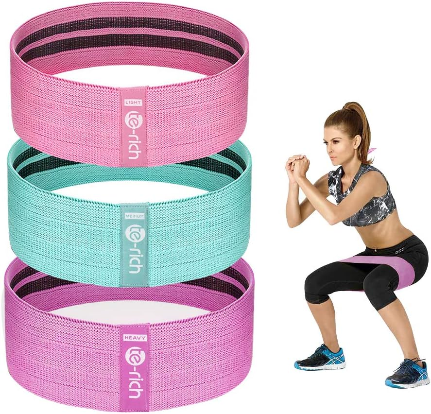 Te-Rich Resistance Bands for Legs and Butt, Fabric Workout Bands, Women ...