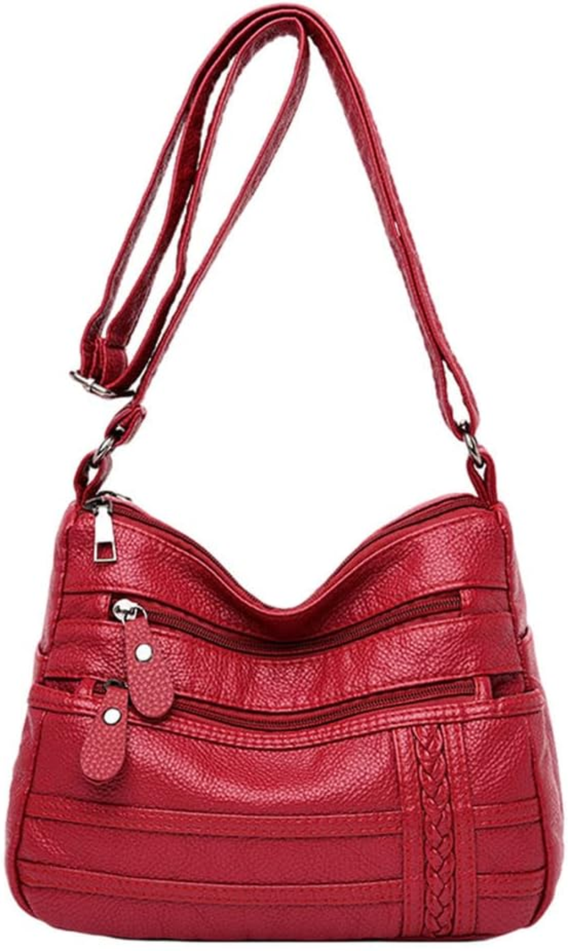 F Fityle Fashion Women Crossbody Bag, Multi-Pockets Soft PU Leather Bag ...